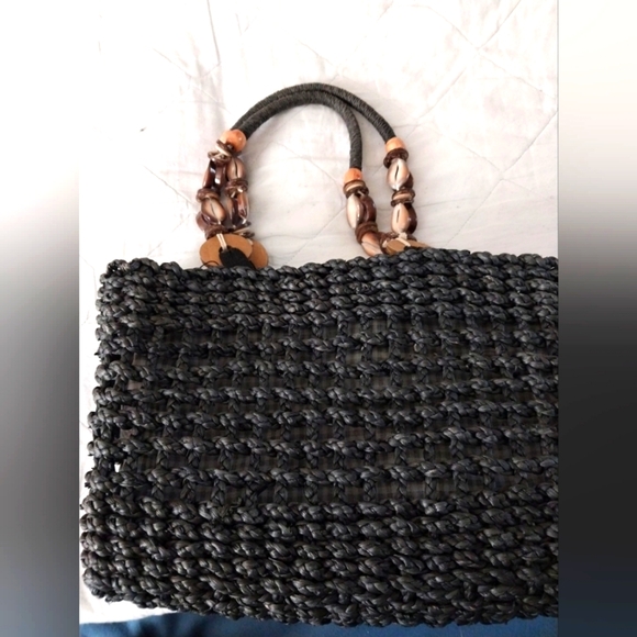 Sun 'N' Sand | Bags | Sun N Sand Straw Tote Bag Puka Shells Blue ...